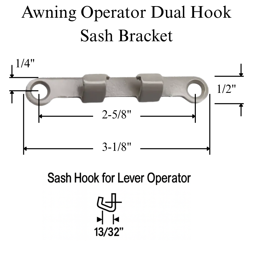 Sash Hook Bracket for Dual Arm Awning Operator, Truth 20008 - Stainles